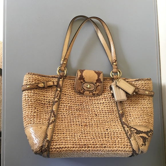 Coach | Bags | Coach Python Straw Natalie Tote | Poshmark